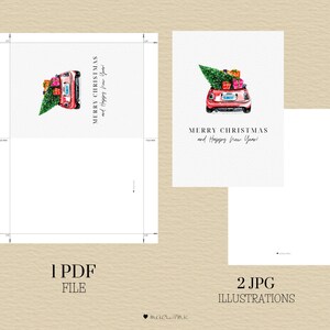 Christmas Card - DIGITAL Download - Printable Christmas Card Red Car ...