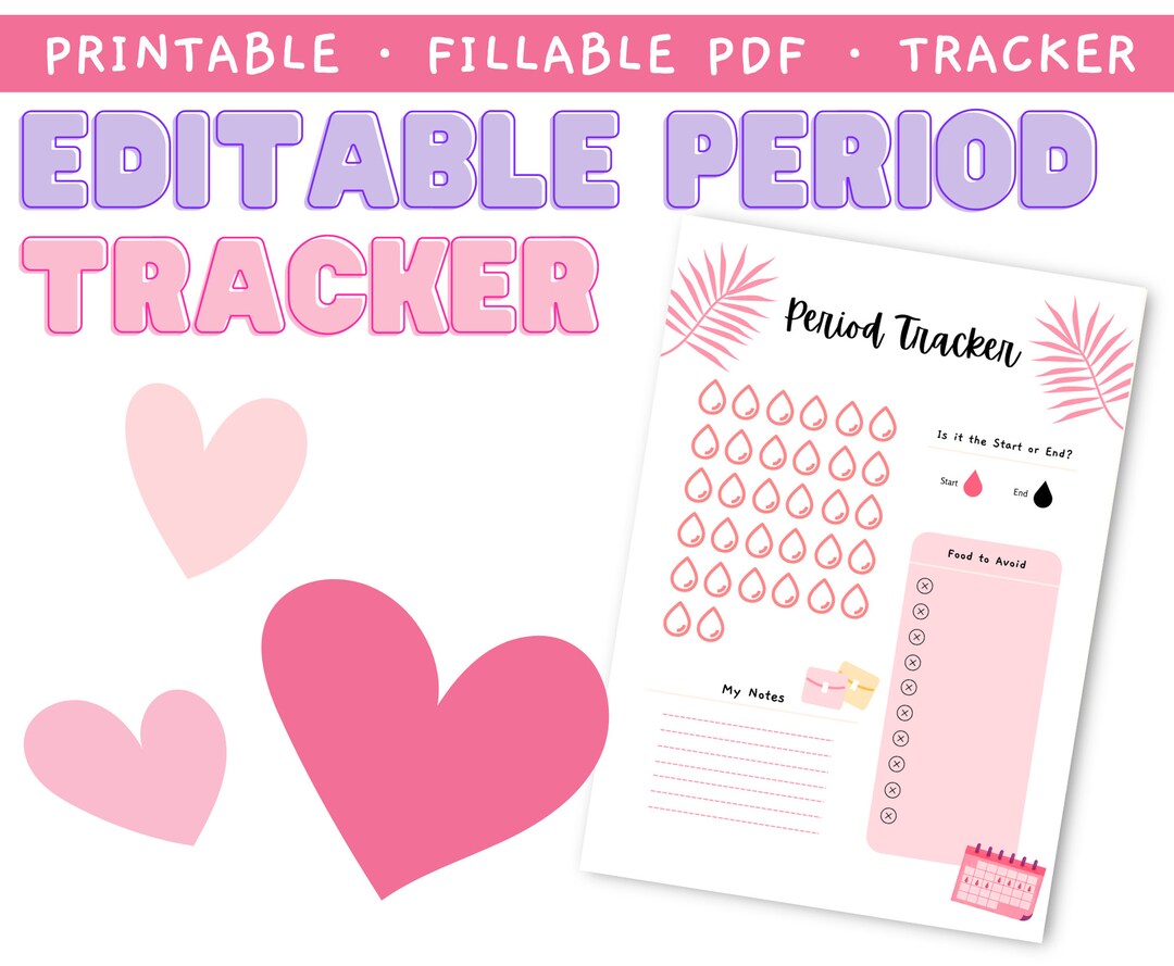 Editable Period Tracker Period Tracker Printable Printable Period ...