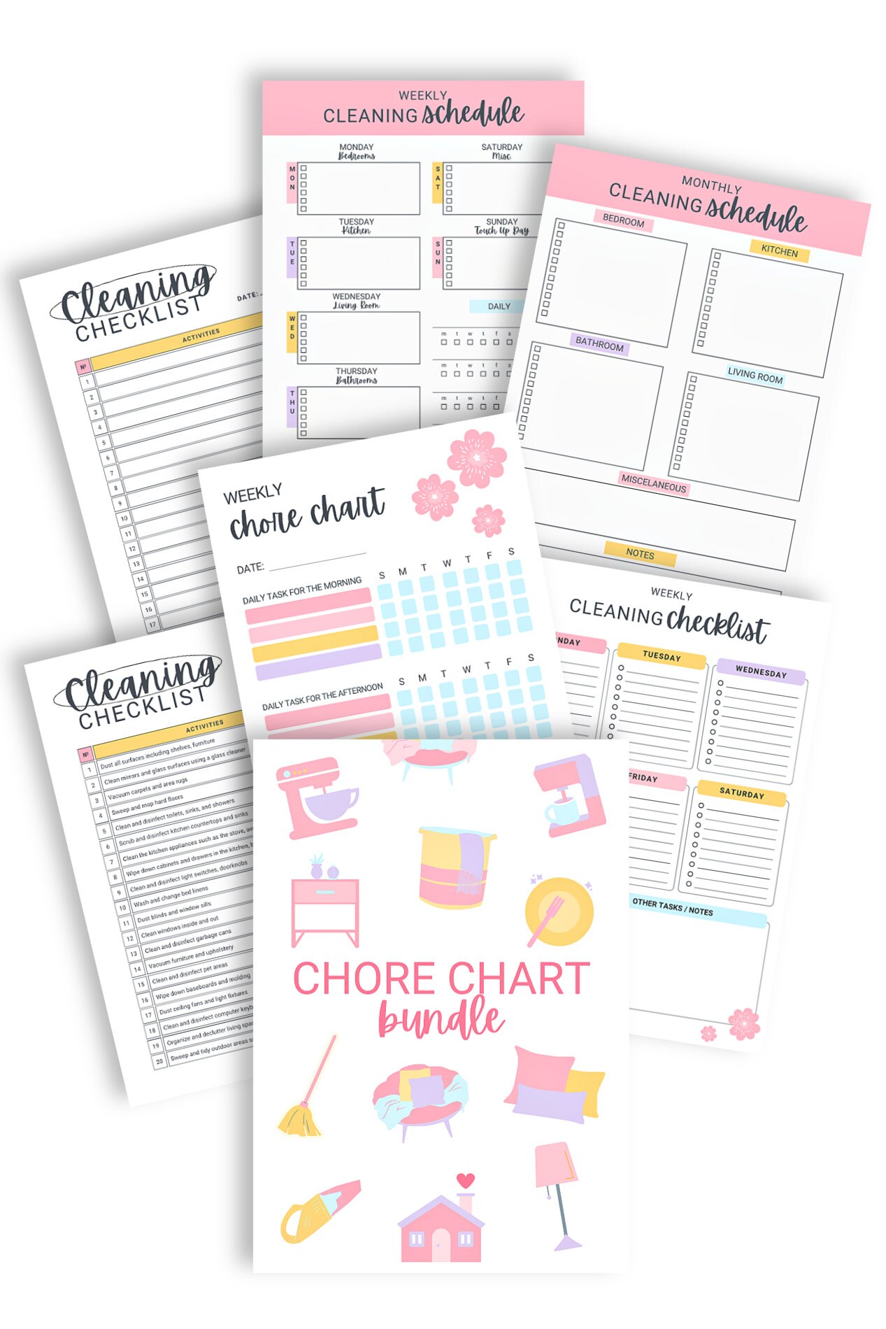 Adult Chore Chart Bundle Chore Chart for Adults Editable Cleaning ...