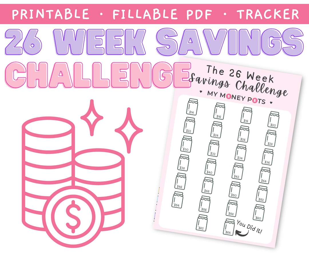 26 Week Savings Challenge 26 Week Savings Tracker 26 Week Savings ...