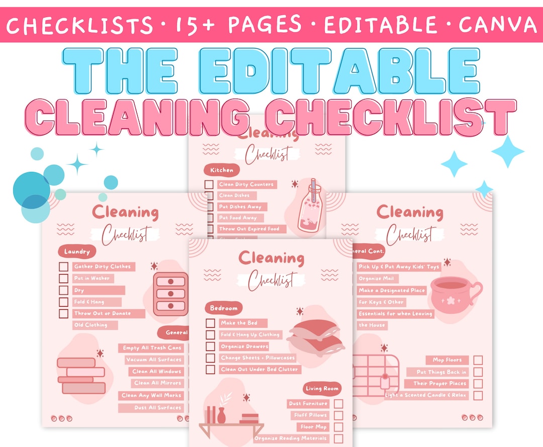 Editable Cleaning Checklist Cleaning Planner Cleaning Checklist ...