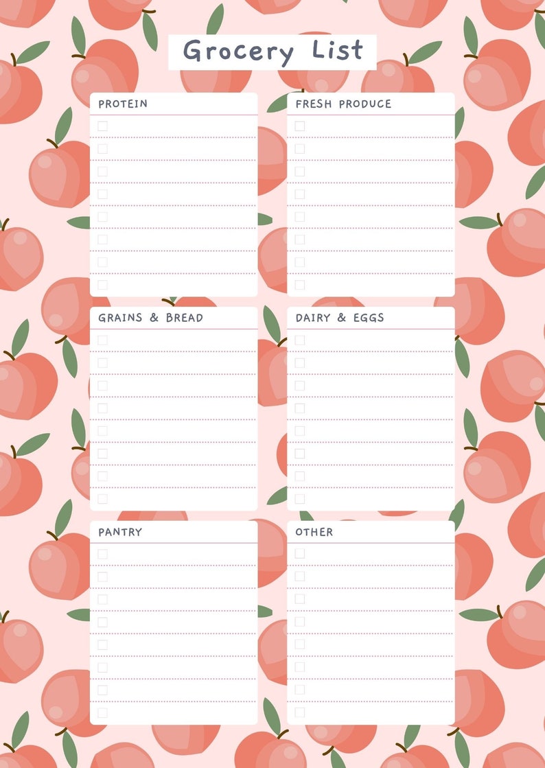 Grocery List Printable Template | Grocery List PDF | Grocery List ...