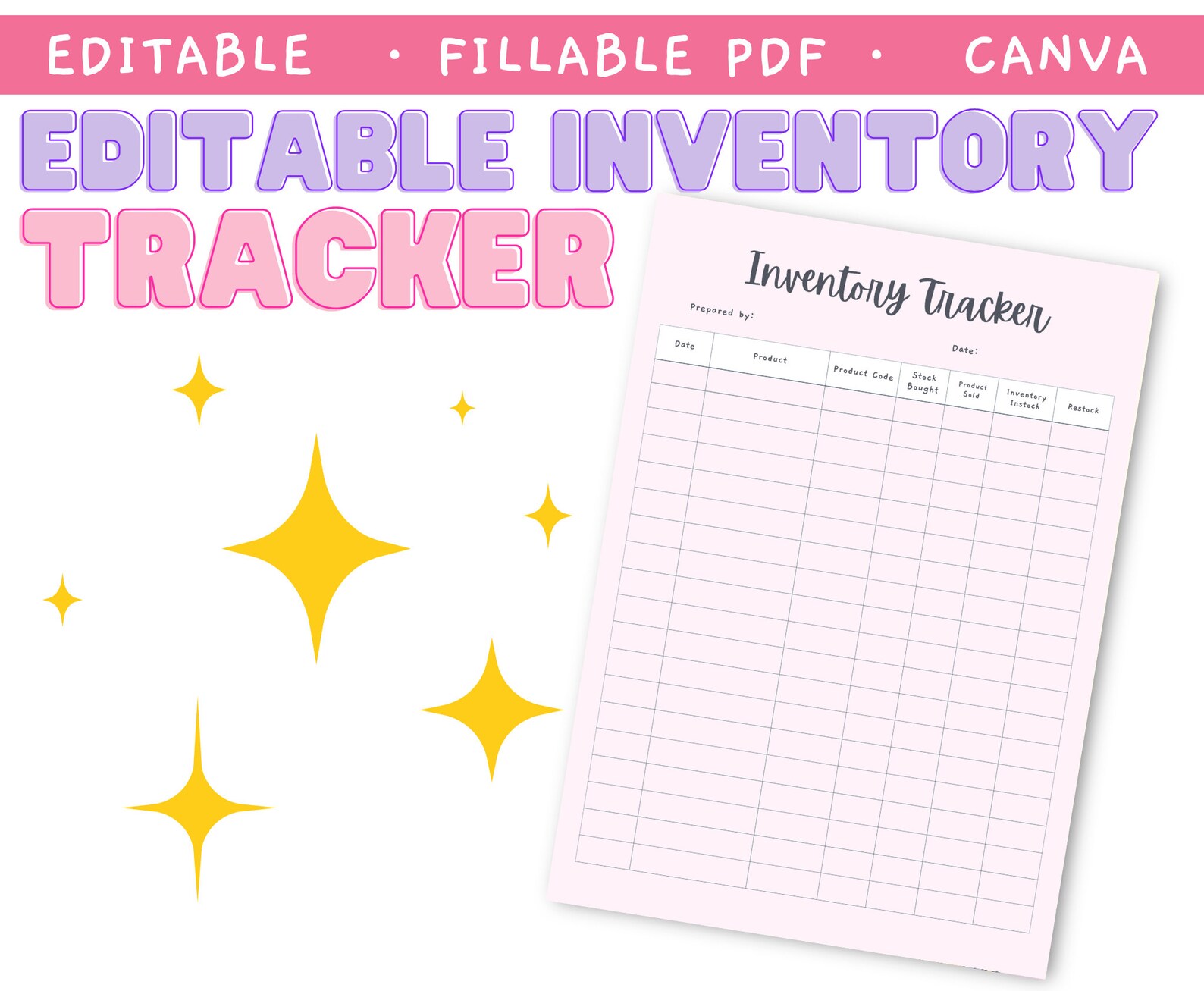 Editable Inventory Tracker | Inventory Checklist | Inventory | Products ...