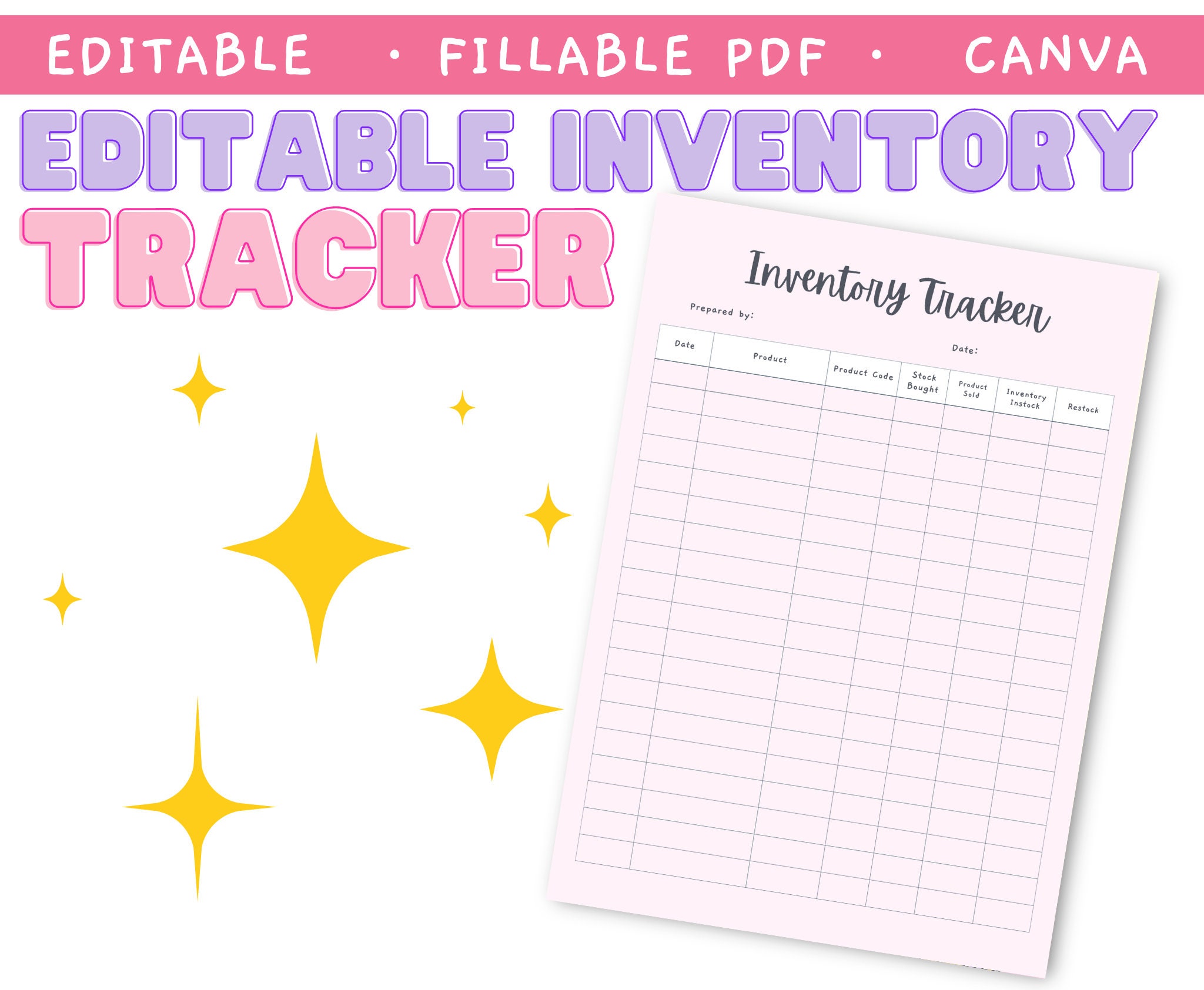 Editable Inventory Tracker | Inventory Checklist | Inventory | Products ...
