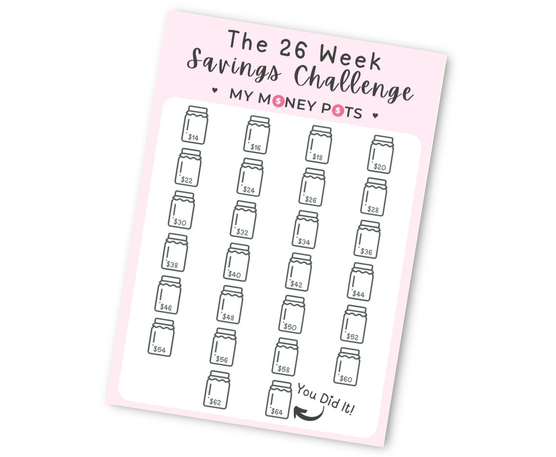 26 Week Savings Challenge 26 Week Savings Tracker 26 Week - Etsy