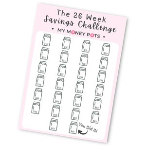 26 Week Savings Challenge 26 Week Savings Tracker 26 Week - Etsy