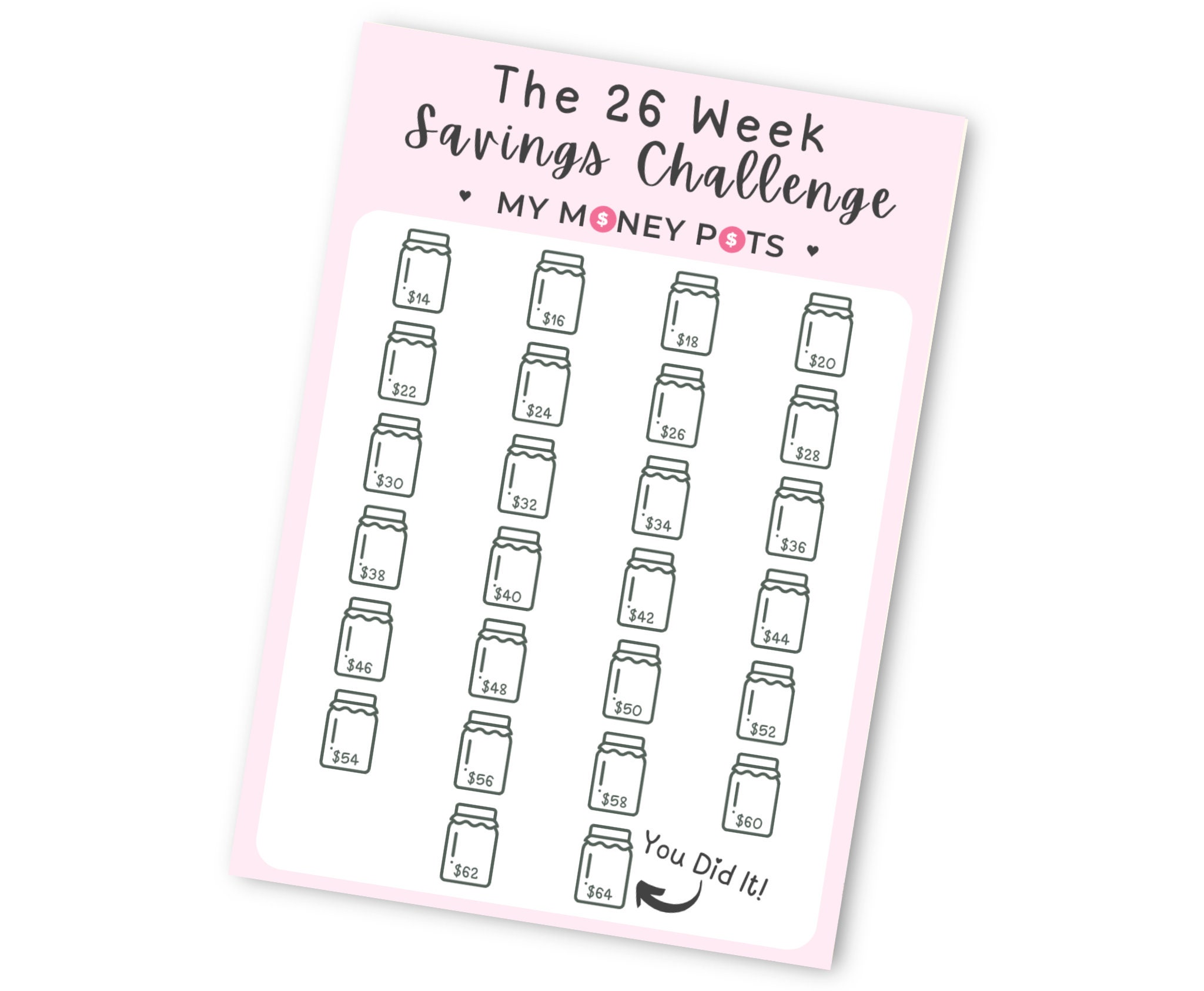 26 Week Savings Challenge 26 Week Savings Tracker 26 Week Savings ...