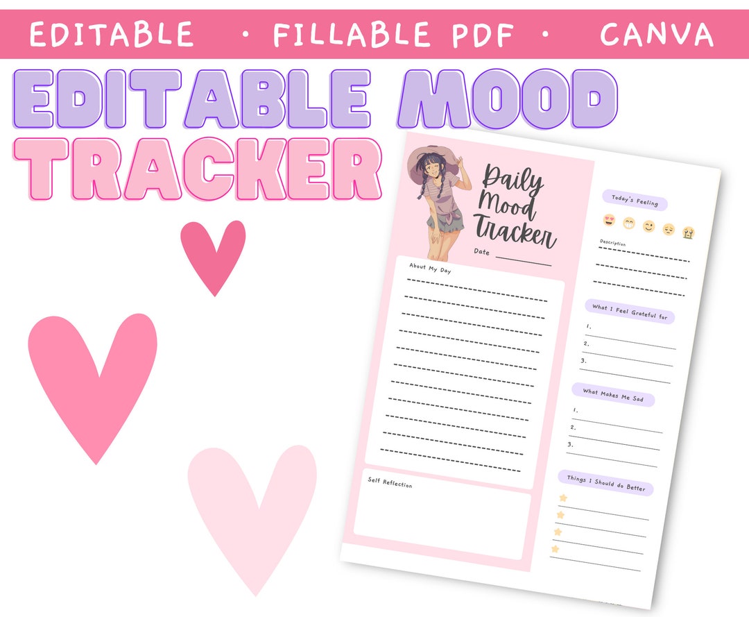 Editable Mood Tracker | Daily Mood Tracker | Mood Tracker Printable ...