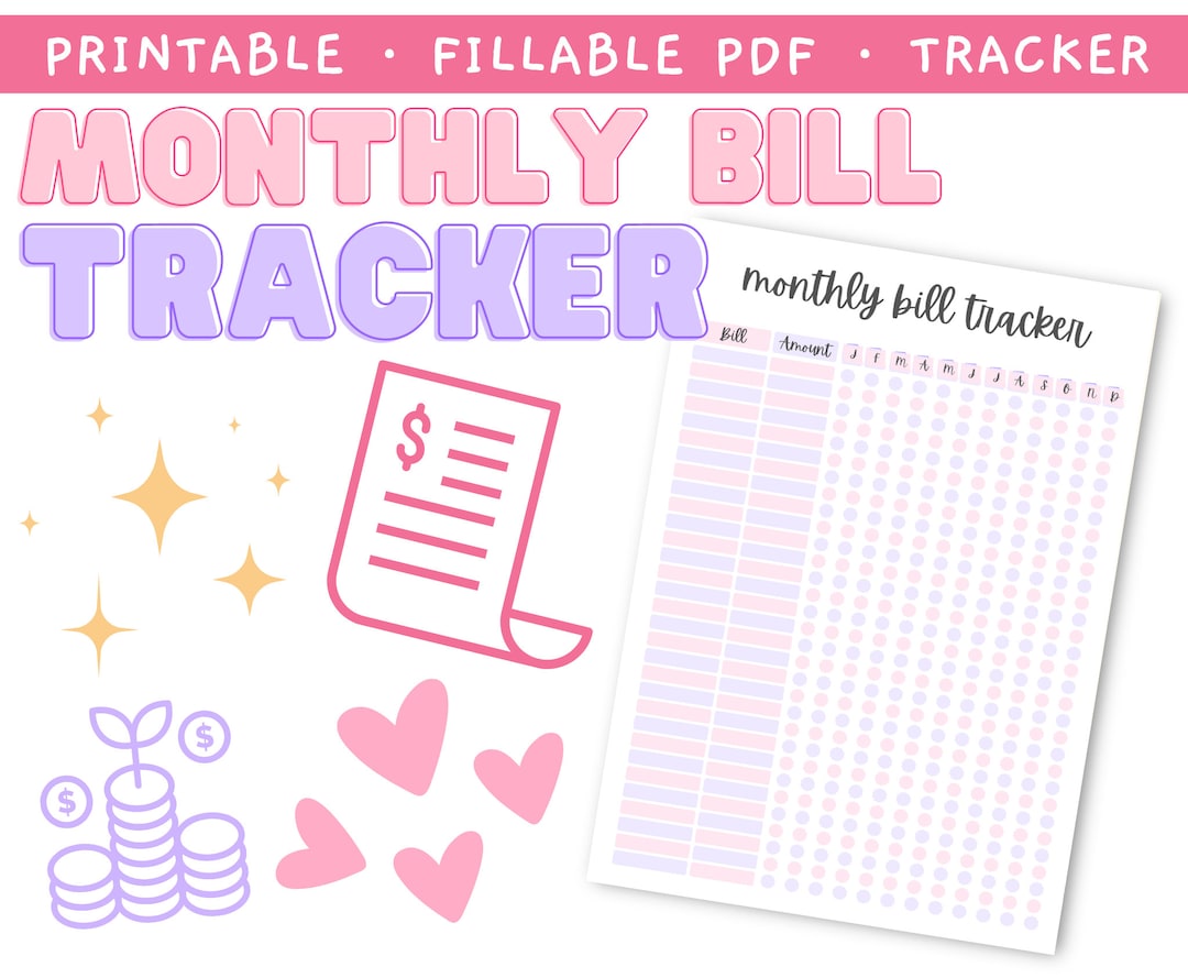 Bill Tracker | Monthly Bill Tracker | Bill Tracker Printable ...