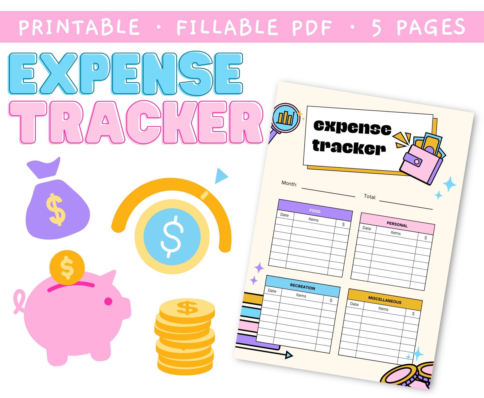 Expense Tracker | Expense Tracker Printable | Spending Tracker ...