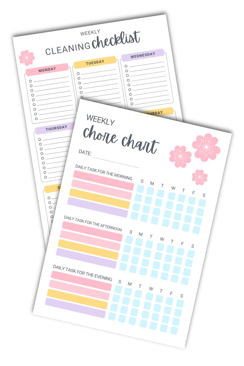 Adult Chore Chart Bundle Chore Chart for Adults Editable Cleaning ...