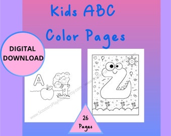 Coloring Pages A-Z Alphabet Printable ABC Coloring (Download Now) - Etsy