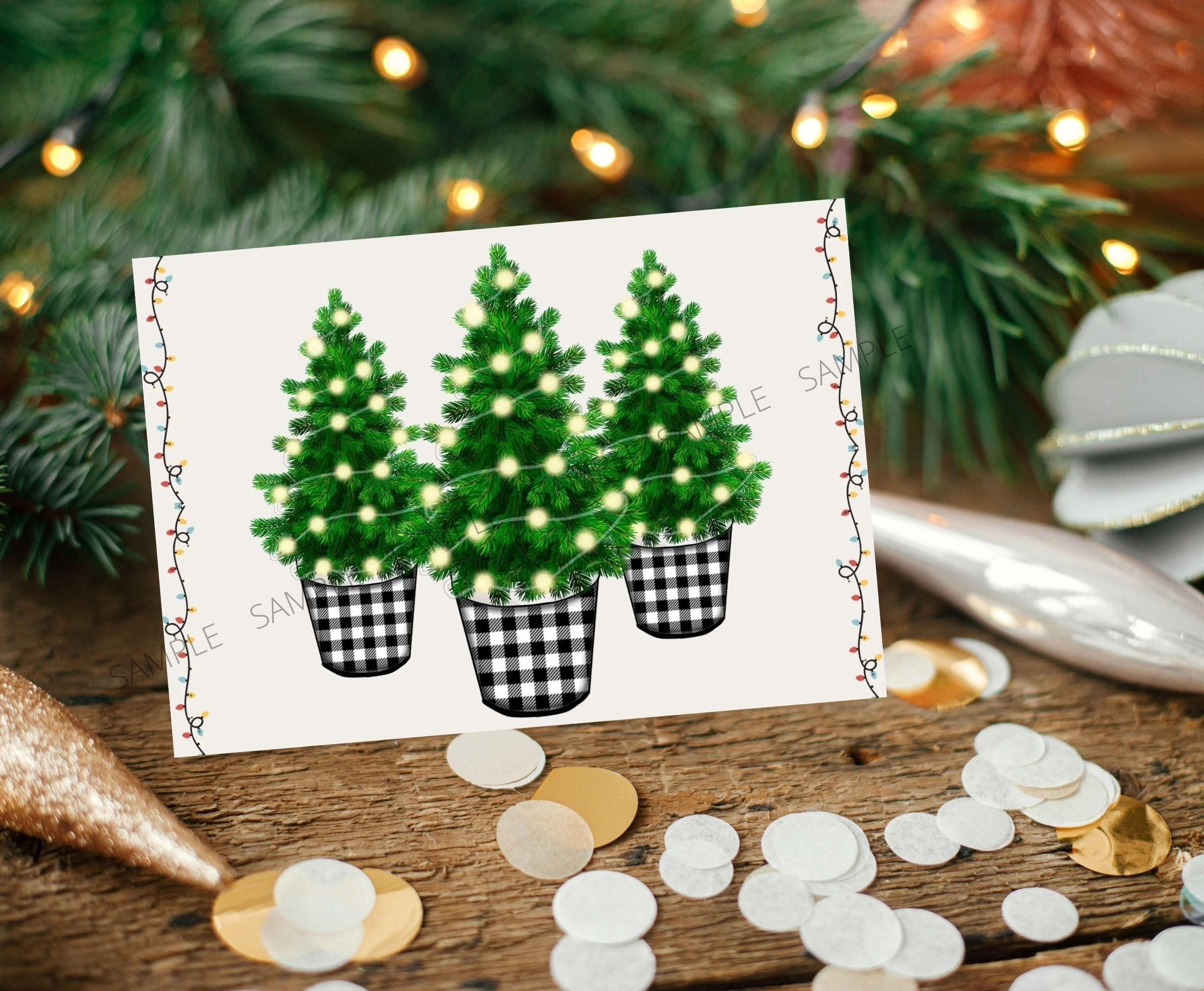 Printable Christmas Trees Card Printable Christmas Card - Etsy México