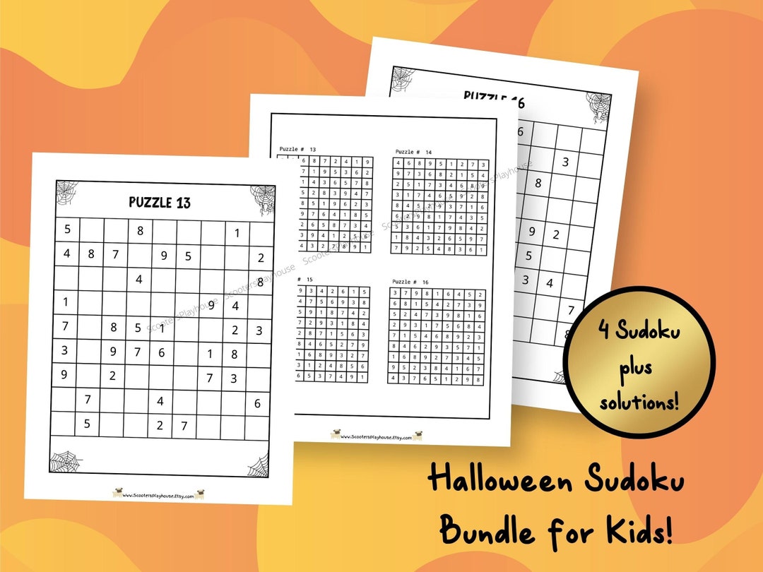 Sudoku Printable, Halloween Games Printable, Sudoku Puzzles, Kids ...