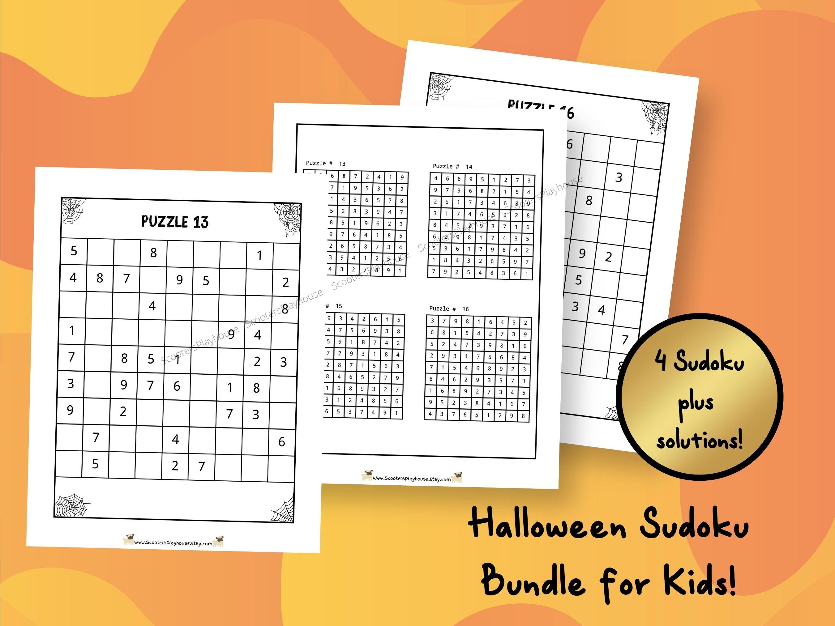 Sudoku Printable, Halloween Games Printable, Sudoku Puzzles, Kids ...
