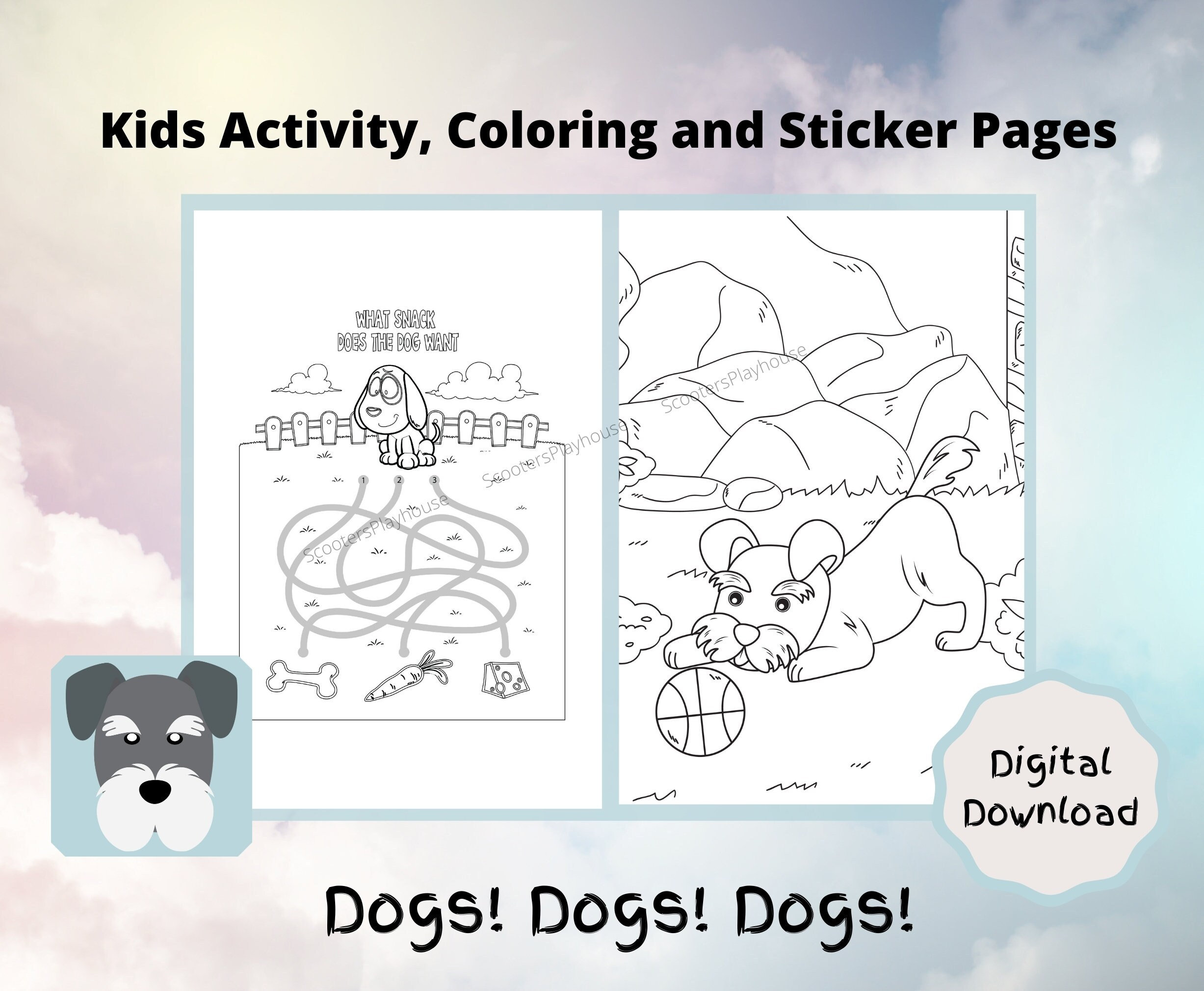 Dog Color Activity Activity Coloring Dog Kids Coloring - Etsy