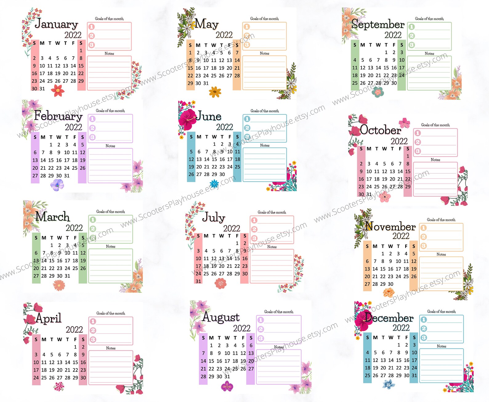 Gnome Calendar Dated Calendar Printable Calendar Gnome | Etsy