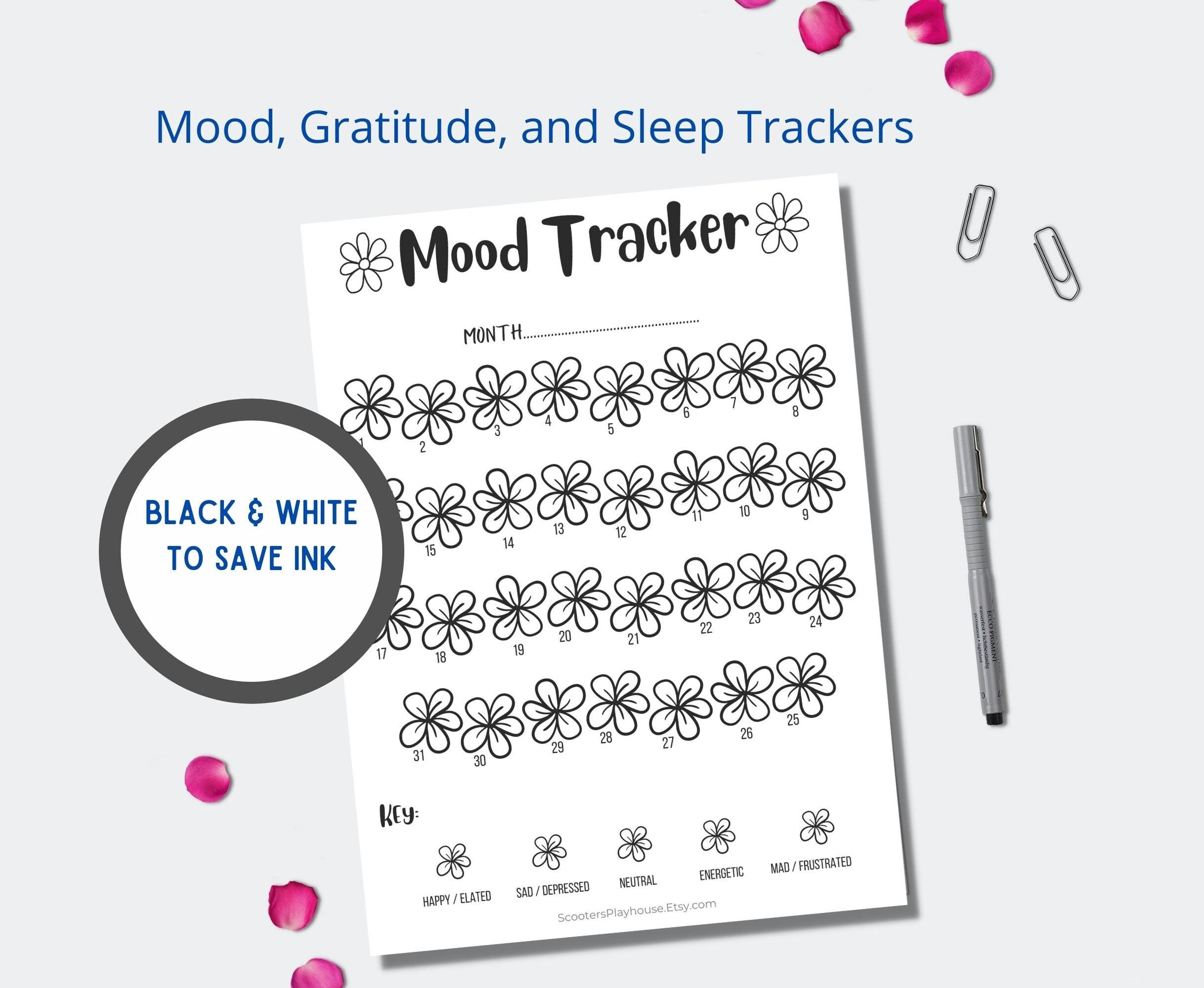 Mood Tracker, Minimalist Mood Tracker, US Standard, A4, Gratitude and ...