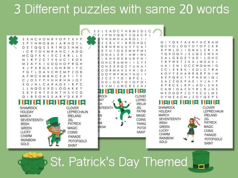 Printable St Patricks Day Word Search, Word Game, Printable Puzzle ...