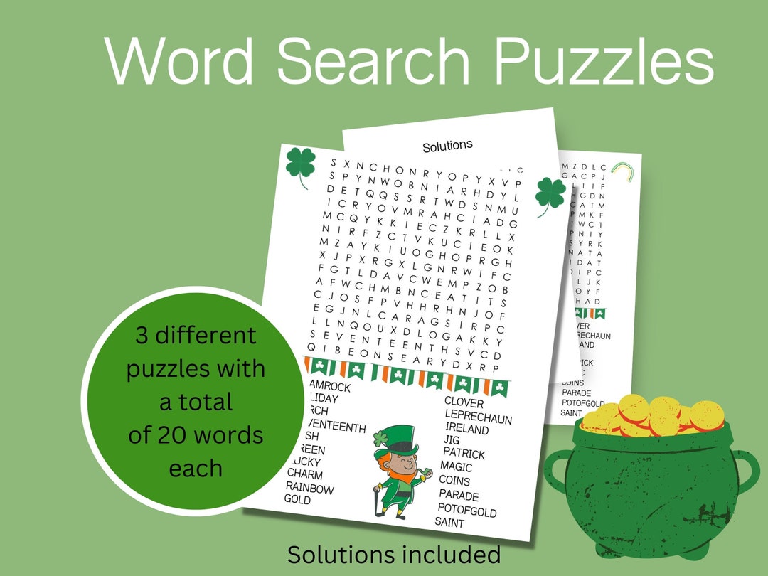 Printable St Patricks Day Word Search, Word Game, Printable Puzzle ...
