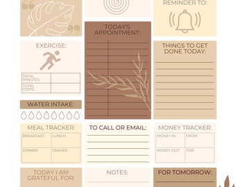 Printable Boho Daily Planner US Letter A4 Editable - Etsy