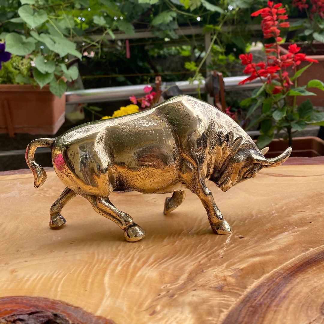 Spanish Bull Brass Sculpture, Vintage, Spain, Copper, Gold, Animals ...
