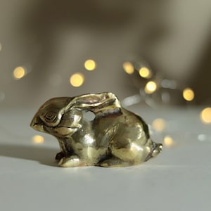 Rabbit Figurine, Gold Hare Ornament Vintage Brass Bunny Statue ...