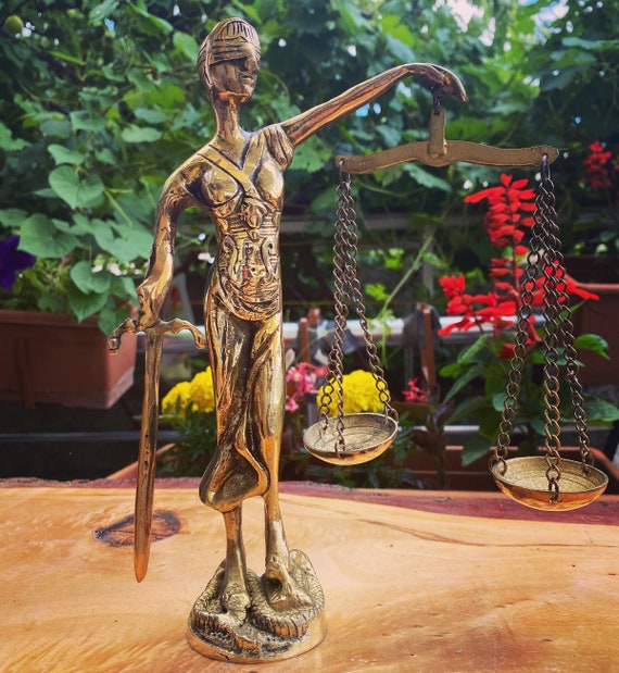 Golden Lady Justice Statue Brass Goddess Statue Goddess of | Etsy