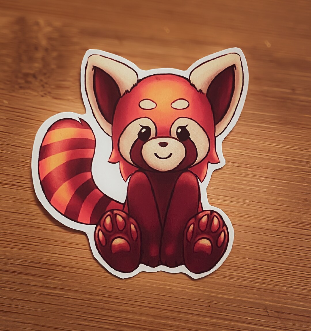 Handmade Red Panda Vinyl Sticker Front Facing holographic - Etsy