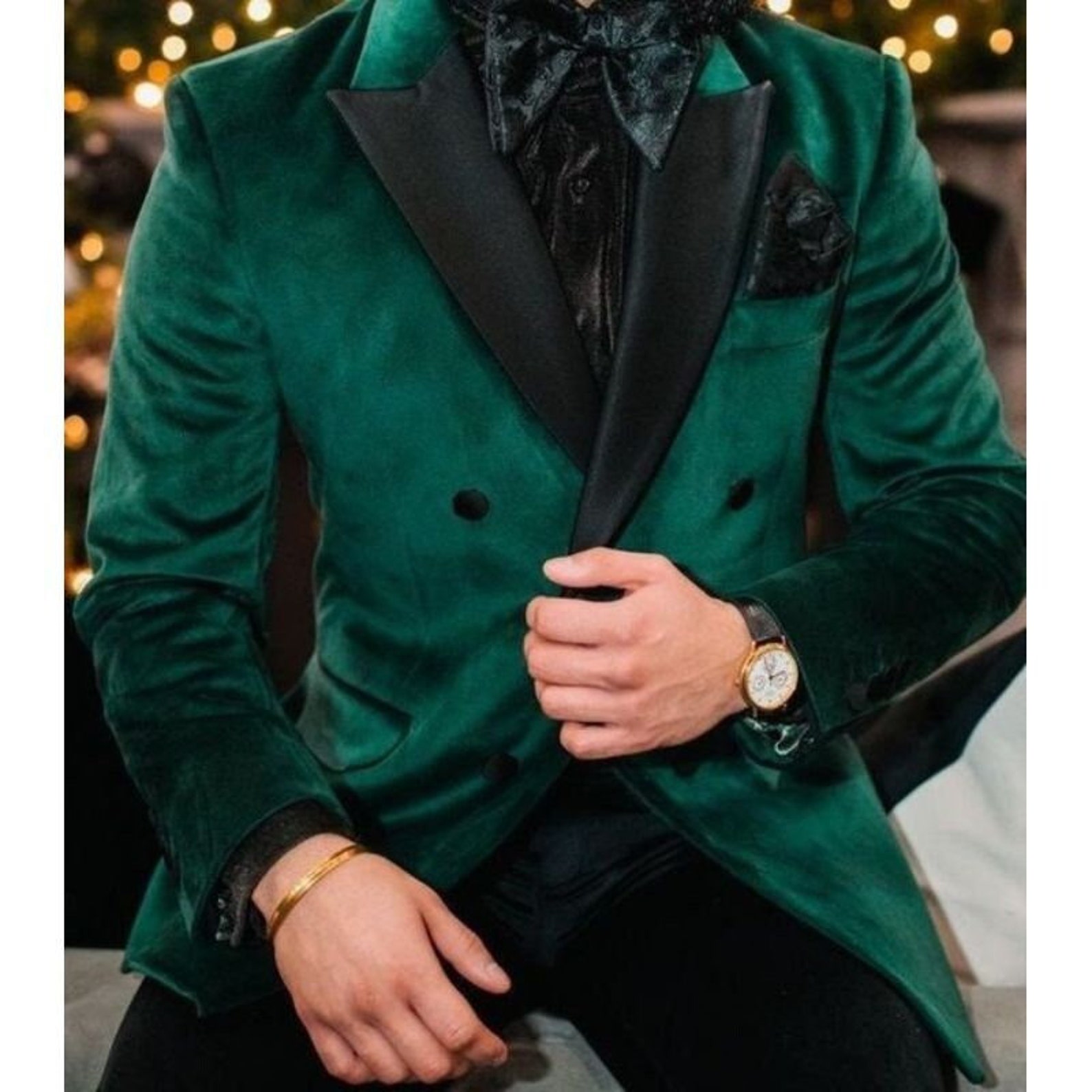 Men Suits Green Velvet 2 Piece Double Breasted Slim Fit - Etsy