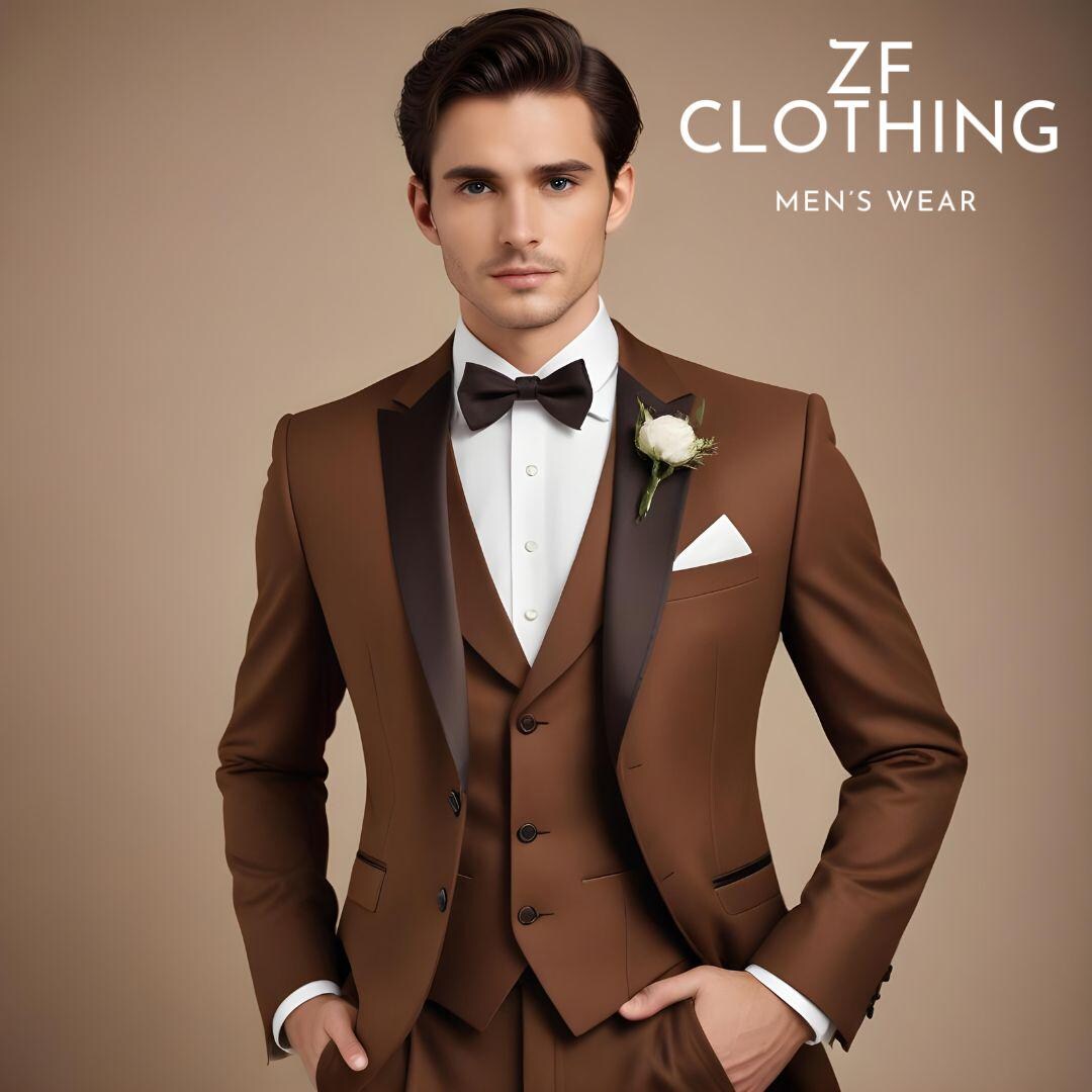 Men's Rustic Brown 3 Piece Suit: Modern Tailored Fit - Etsy