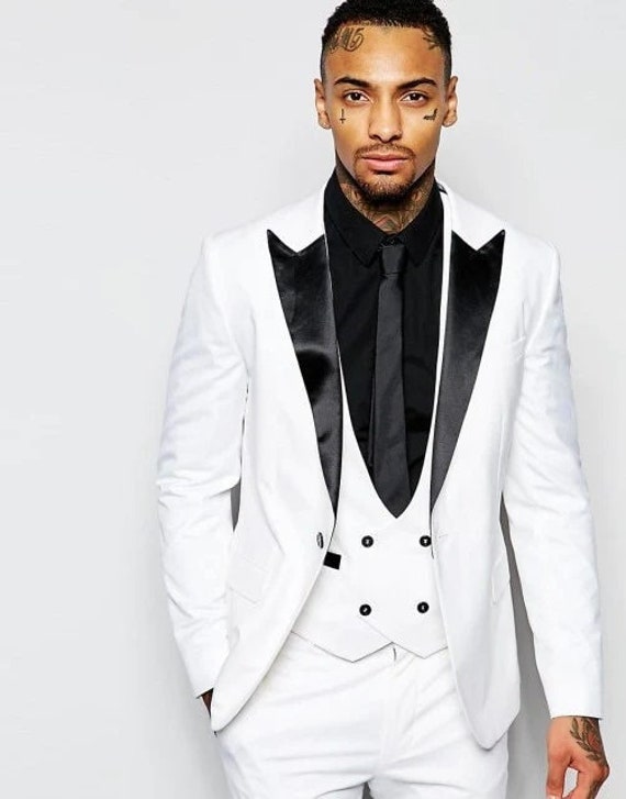 White Tuxedo Black Lapel