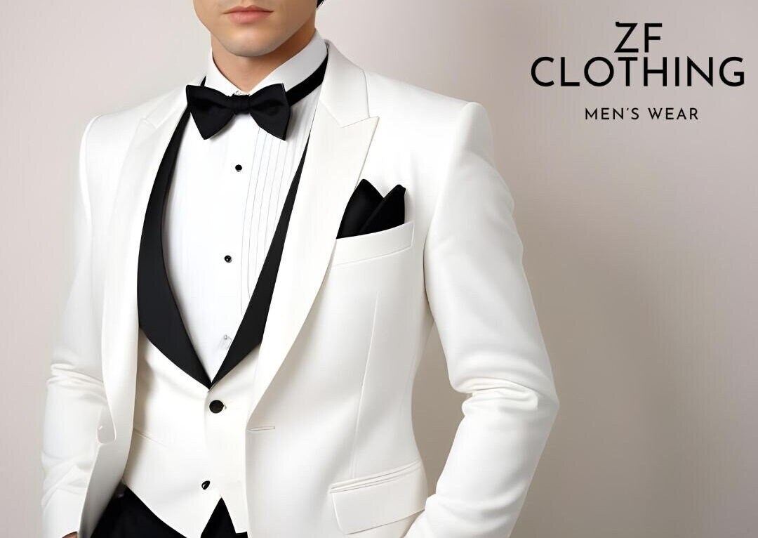 Men's Formal Elegant Stylish White 3 Piece Suit for Men - Classic ...