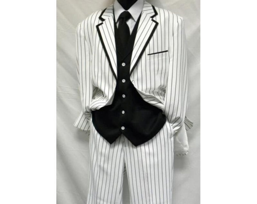 Luxury Men Suits White Striped 3 Piece Suits Business Class Suits Slim ...