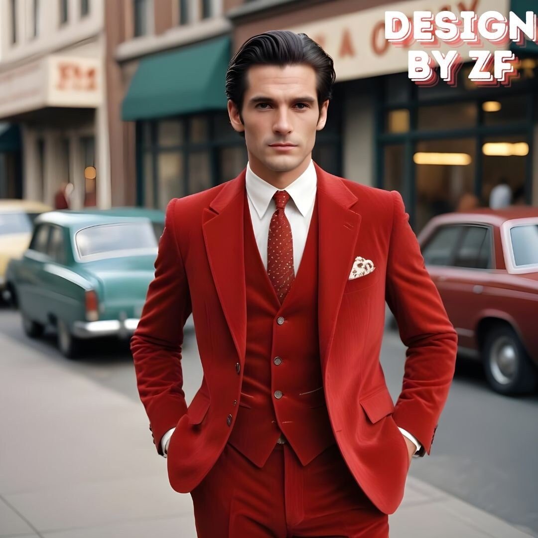 Men Suits- Designer -red Velvet Tuxedo Suits -slim Fit Suit- Elegant ...