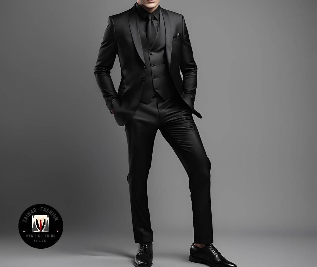 Black Silk 3 Piece Suit: Modern Tailored Bespoke Men's Suit - Etsy