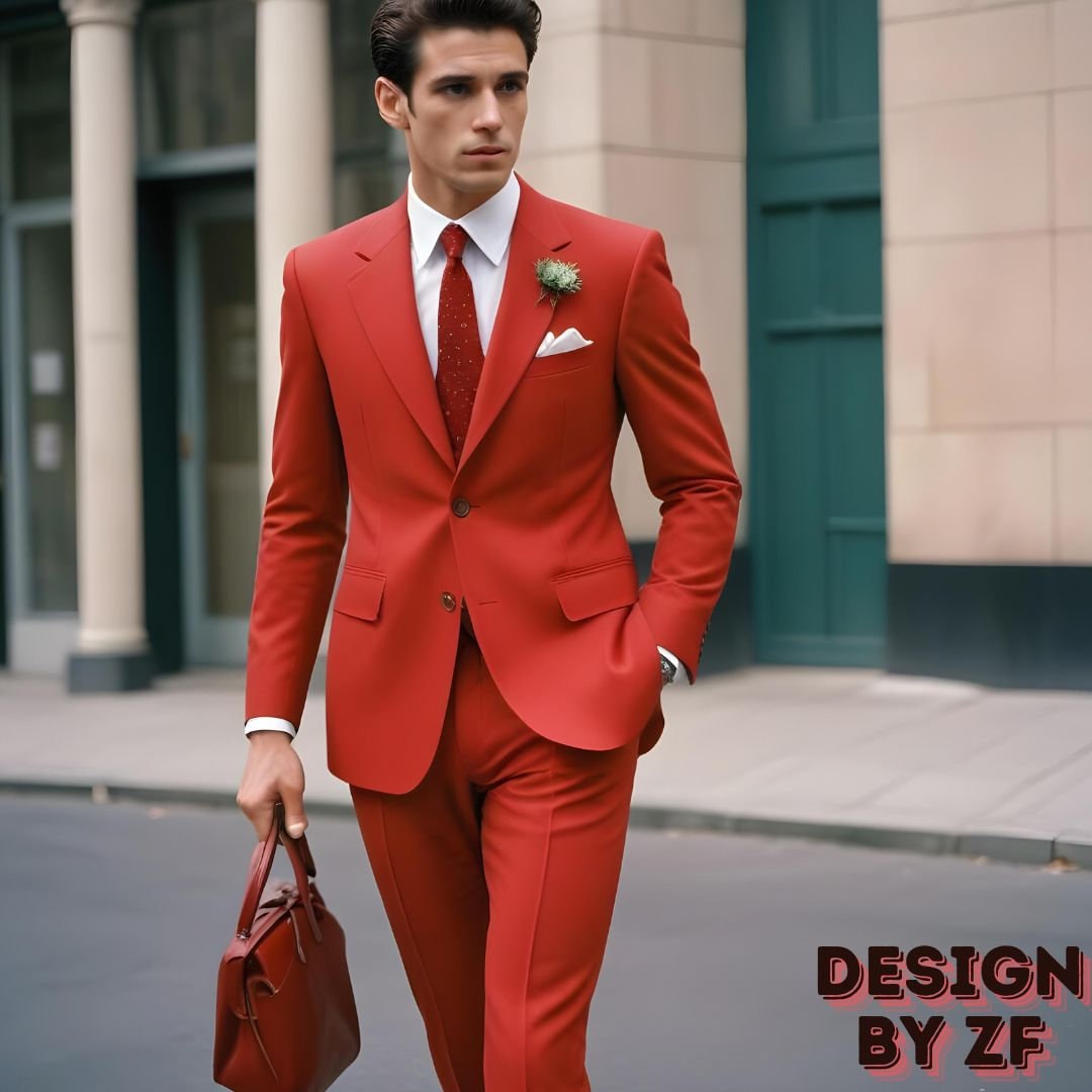 Red 2-piece Suit: Elegant Formal Attire for Men - Etsy