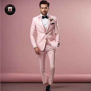 Modern Stylish Light Pink 3 Shinning Lapel Piece Suit for Men Stylish ...
