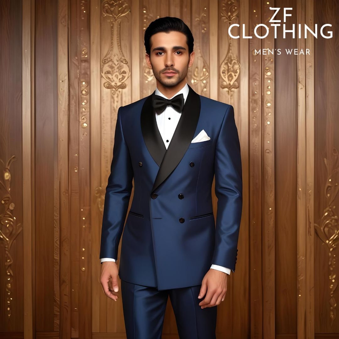 Dark Blue Double Breasted Suit: Slim Fit Formal Fashion - Etsy