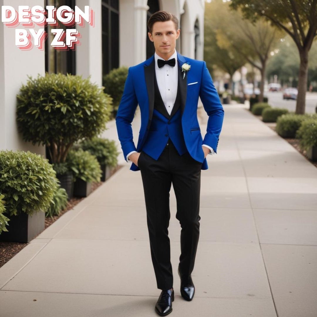 Royal Blue Tuxedo: Men's 3-piece Formal Suit - Etsy