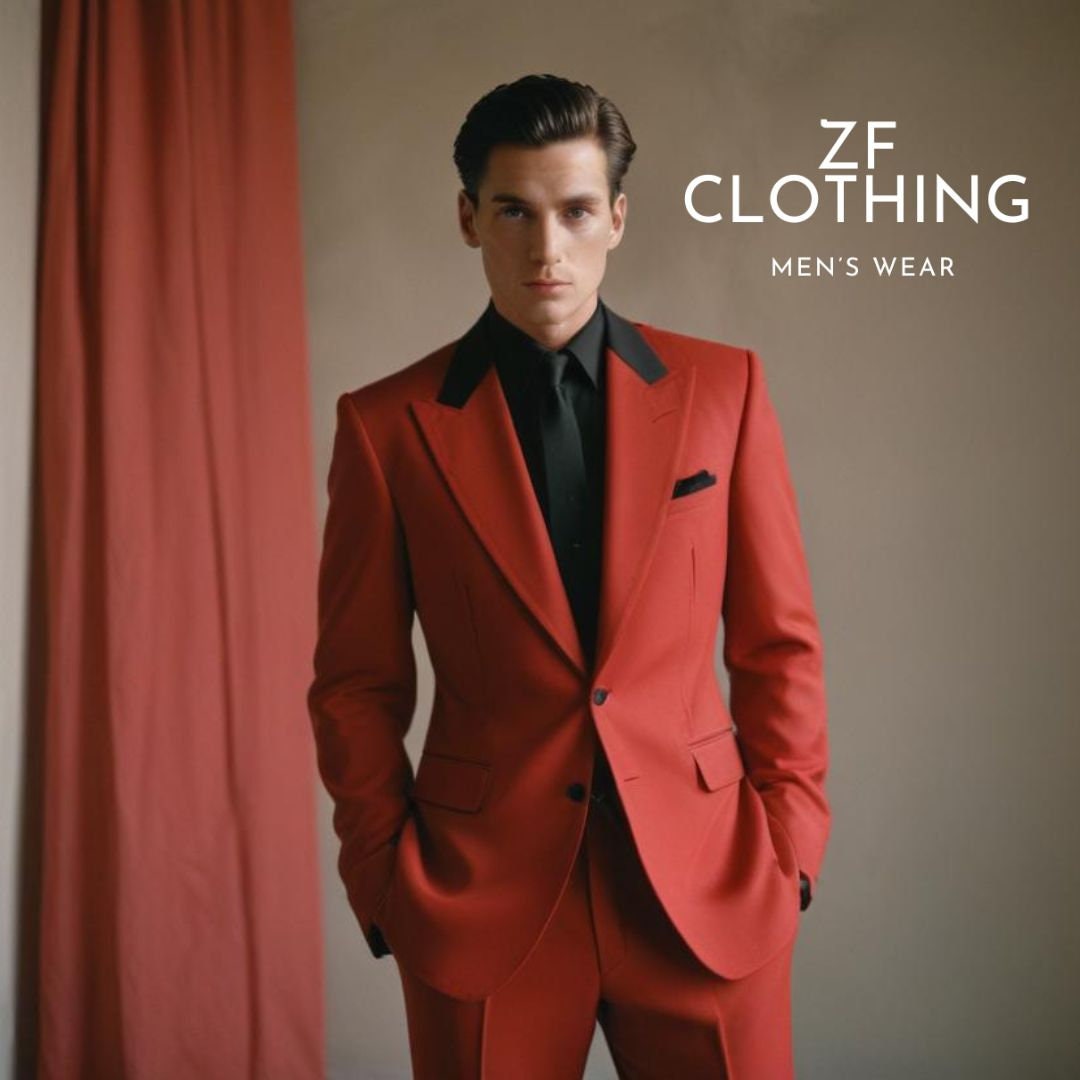 Men Suits Elegant Stylish Red 2 Piece Tuxedo for Men - Classic Formal ...