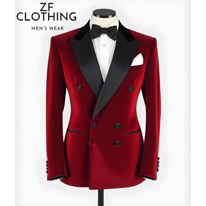 Men's Red Velvet Tuxedo Double Breasted Jacket for Men - Classic Formal ...