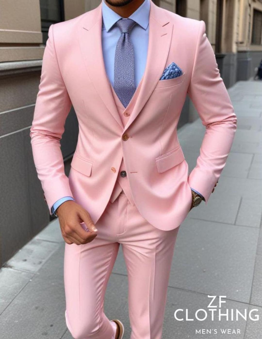 Men's Mauve Pink 3 Piece Suits for Men - Classic Formal Attire- Prom ...