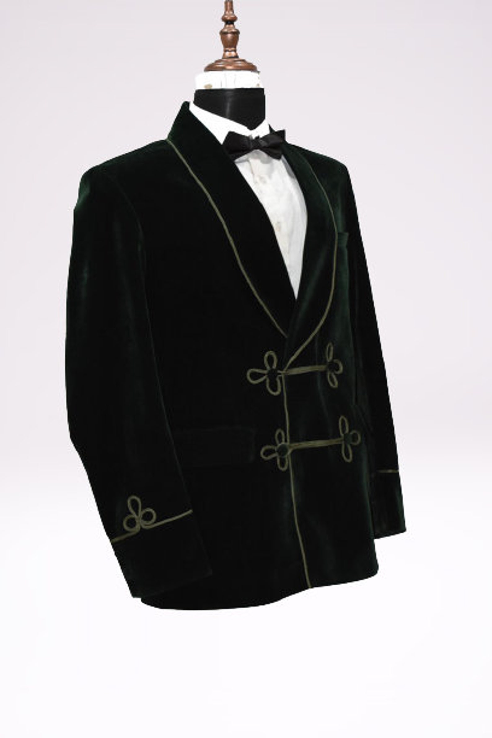 Men Smoking Jacket Dark Green Velvet Double Breast Blazer - Etsy