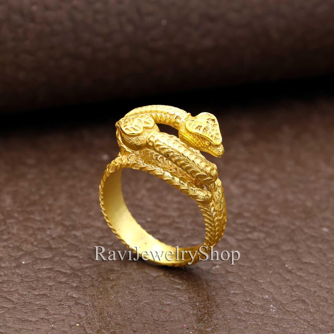 Snake Ring, Double Face Snake Ring, Gold Serpent Ring ,vintage Snake ...