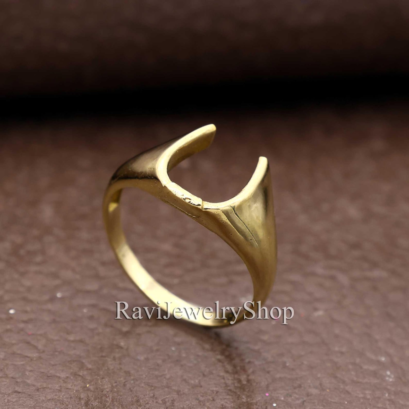 Signet Ring, Horseshoe Signet Ring, Dainty Ring, Lucky Horse Shoe Brass ...