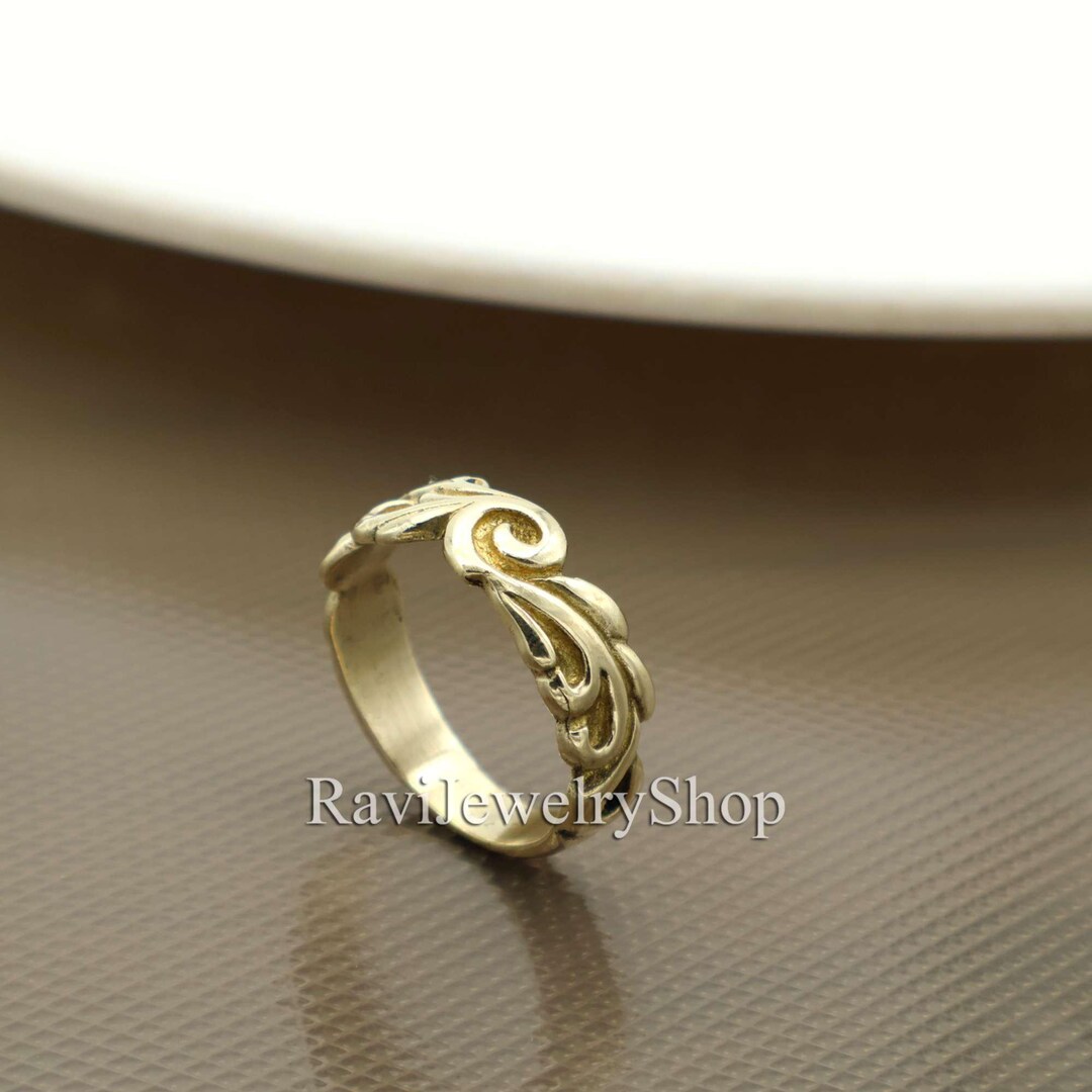 Boho Brass Swirl Ring, Tribal Patterned Band, Nature Inspired Handmade ...