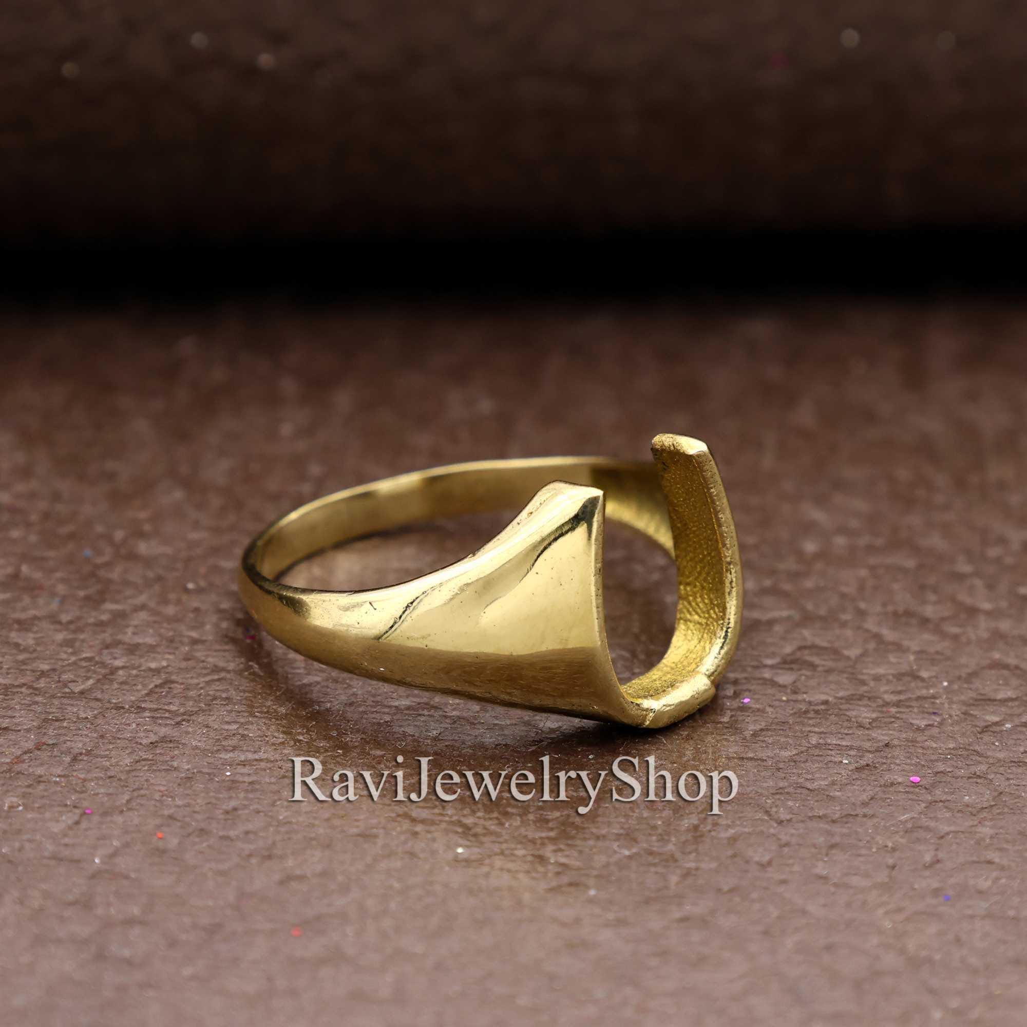 Signet Ring, Horseshoe Signet Ring, Dainty Ring, Lucky Horse Shoe Brass ...