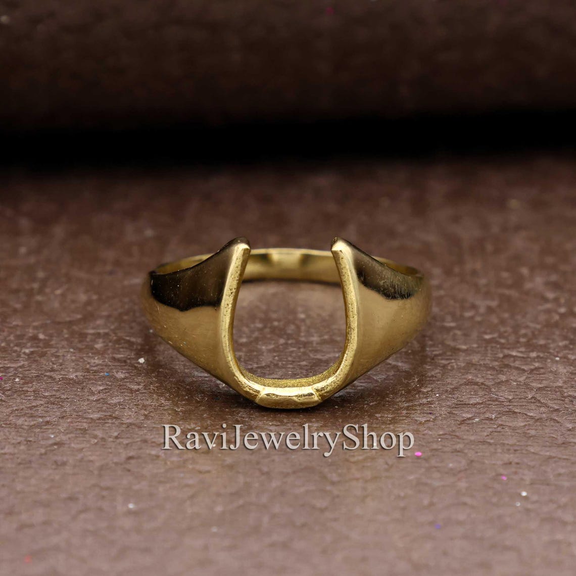 Signet Ring, Horseshoe Signet Ring, Dainty Ring, Lucky Horse Shoe Brass ...