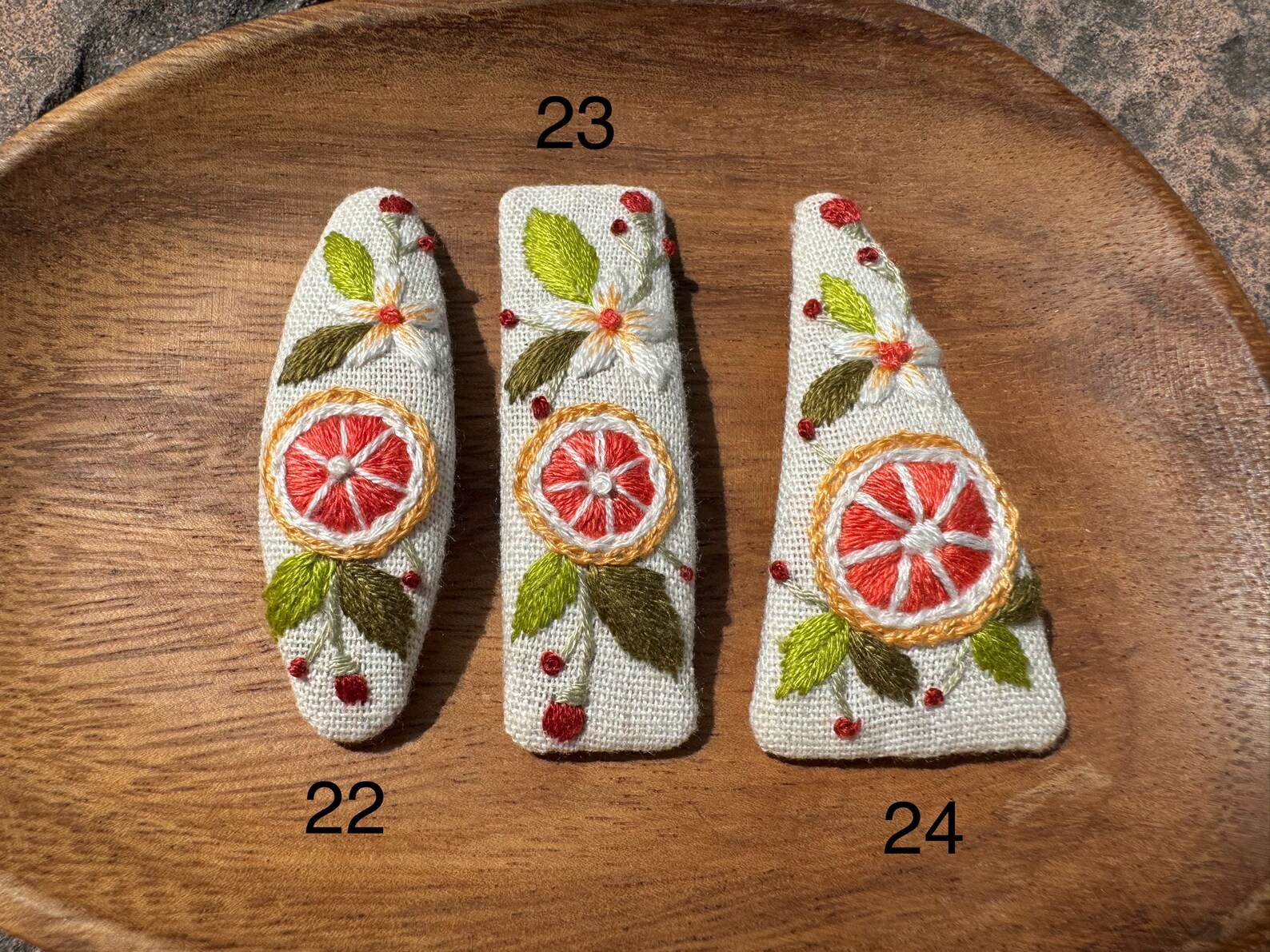 2x Hand Embroidered Hair Barrettes, Embroidered Hair Clip, Flower Clips ...